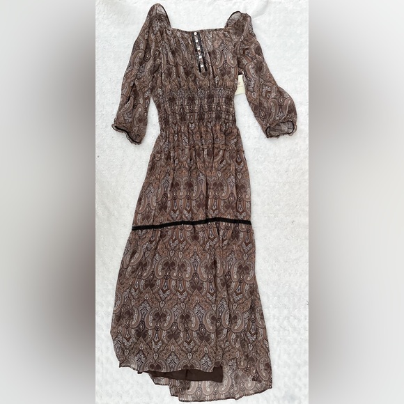 fig and flower | Dresses | Nwt Fig Flower Brown Paisley Boho Ruffle ...
